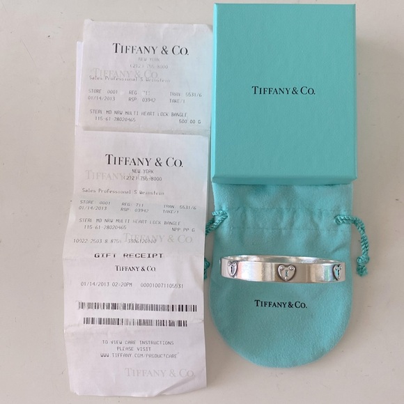 Tiffany & Co. | Jewelry | Tiffany Co Sterling Silver Heart Lock Bangle ...